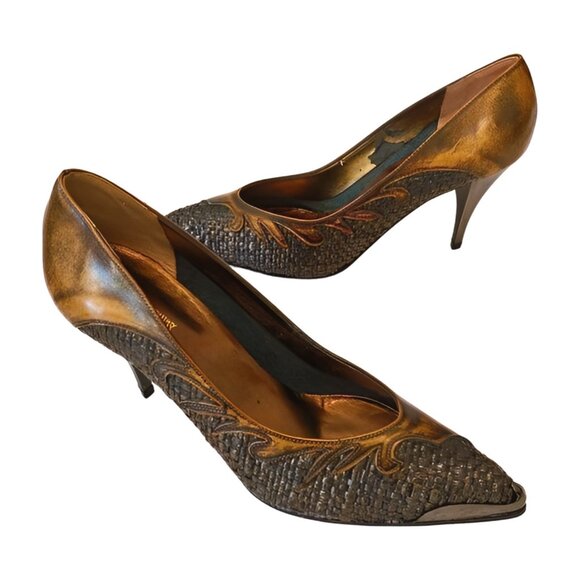 Vintage | Shoes | Vintage Nos Italian Leather Heels Metal 85 Elipitas ...